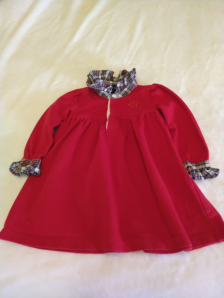 Ralph Lauren 18 Month Dress Red Wale Corduroy Embroidered LOGO | eBay