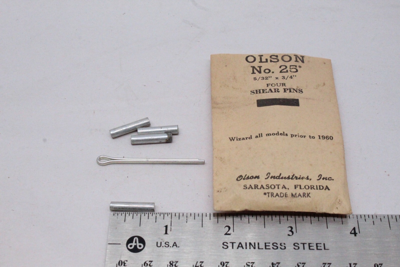 (4) Nos Vintage Outboard Motor Shear Pins 5/32" x 3/4" Steel Olson No ...