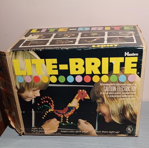 Lite-Brite 1976 Hasbro Vtg Original Box With used papers & 7 pegs | eBay