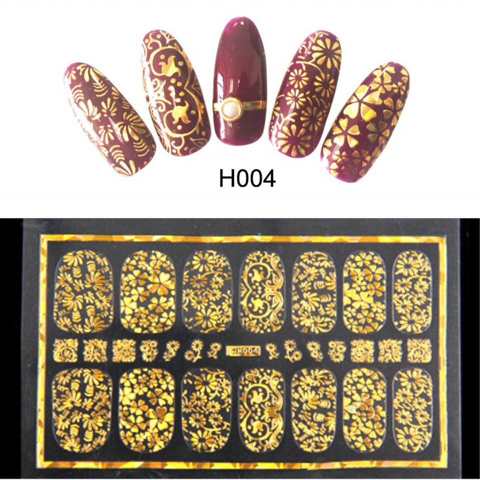 Nail Art 3D Decal Stickers Metallic Gold Full Nail cover | eBay