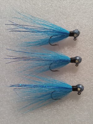 Smoo's Custom Jigs (3) 1/8 Oz. Bucktail Hair Jigs Blue. *532 | eBay
