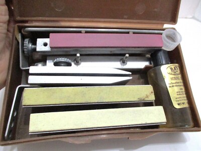 Vintage RAY Knife Sharpening Kit with Case Ray Stone Set Sharpeners USA ...