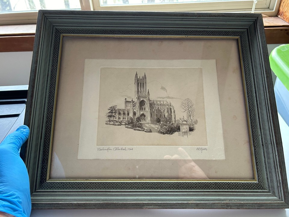 Washington Cathedral Edward R Grove Signed Etching 1964 Covered Vintage ...