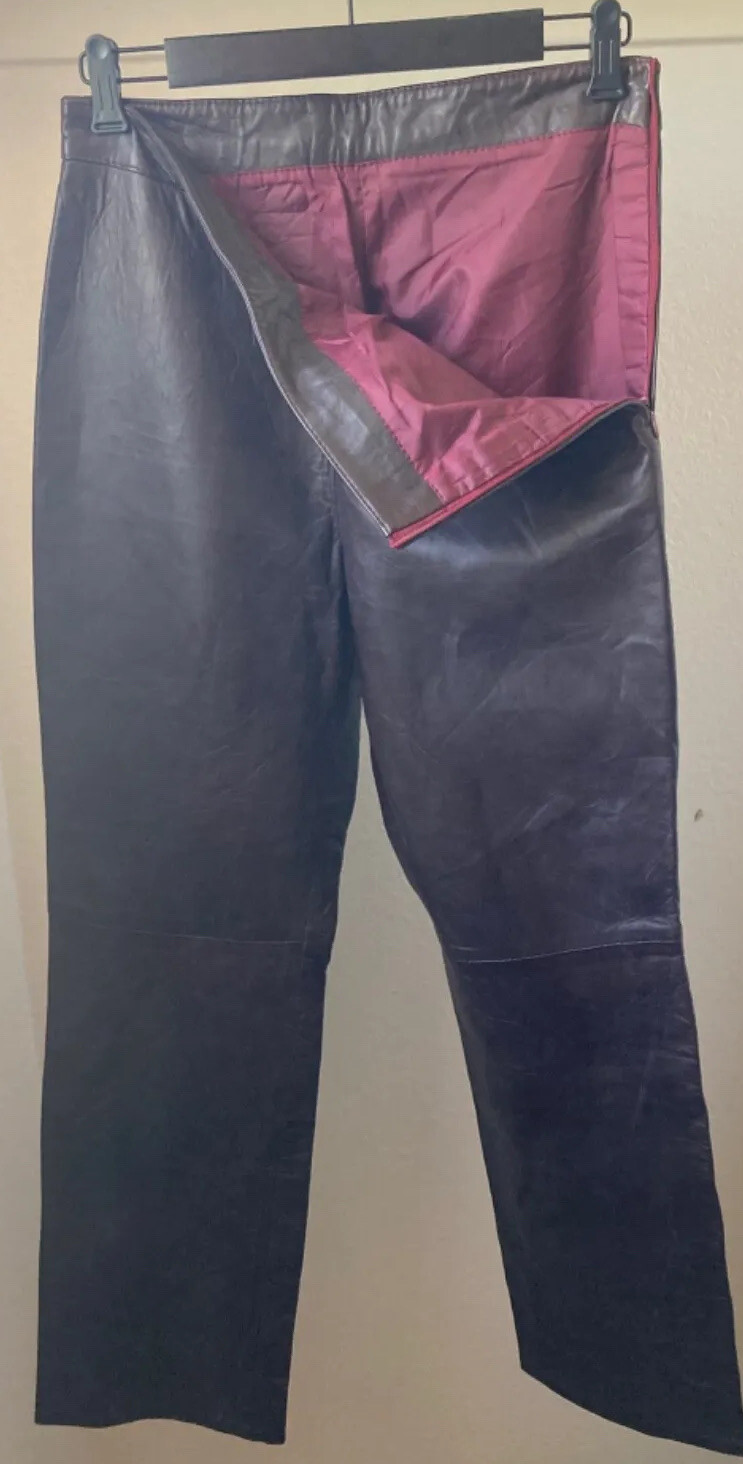 Yamamoto raspberry brown leather pants 29in waist - Gem