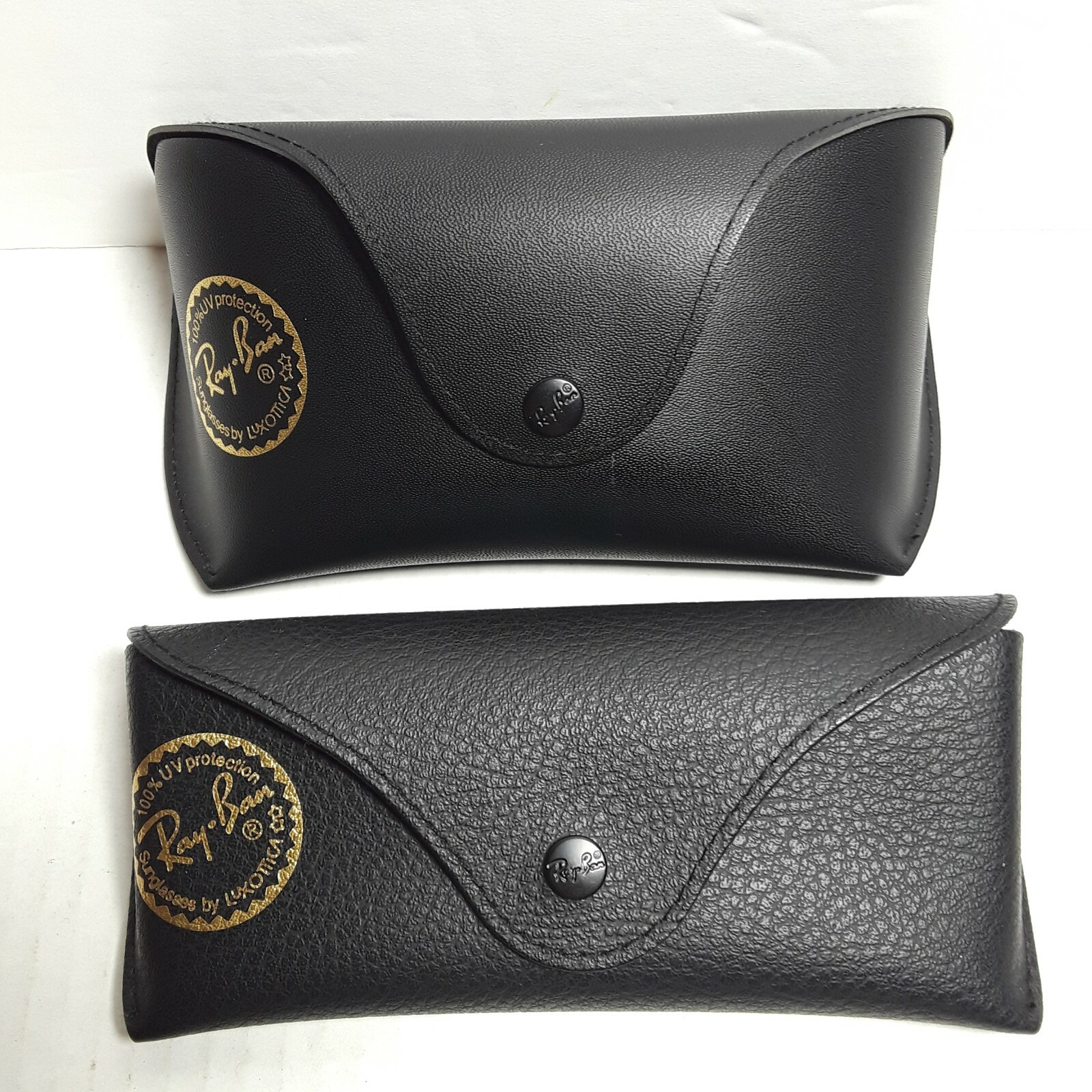 Lot of 2 Ray Ban Black Leather Gold Logo Stamp Glasses Sunglasses Cases ...