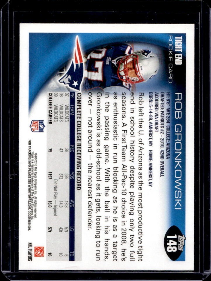 2010 Topps Rob Gronkowski RC Rookie #148a Patriots | eBay