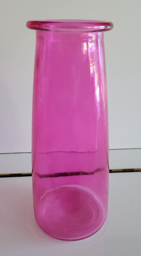 RASPBERRY PINK CYLINDER GLASS FLOWER VASE SOLID DESIGN 8.75 INCH ...