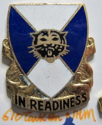 Army DI dui CB clutchback 610th TANK (DESTROYER TD) BATTALION bn armor ...