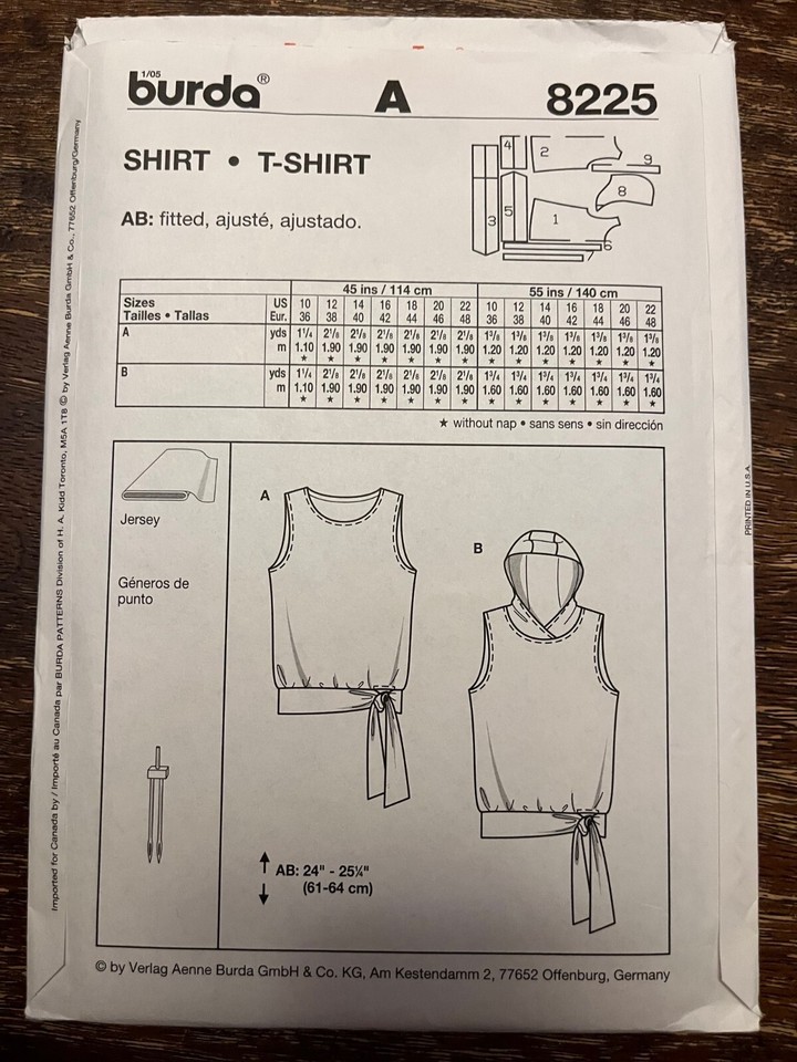 Burda 8225 UNCUT Sewing Pattern, Misses' Shirt, Size 10-22 | eBay