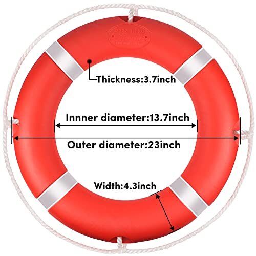Boat Safety Throw Rings 23", Ring Buoy with White Rope and Reflective ...