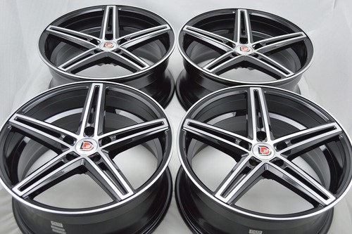 Set of 4 New 19x8.5 DDR Talon Black/Machined 19" Rims Wheels 5x112 30mm ...