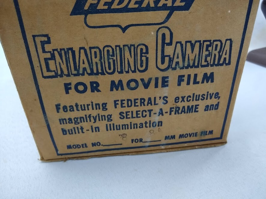 1950s Federal model 8A 8mm enlarging camera 127 film + box + paperwork ...