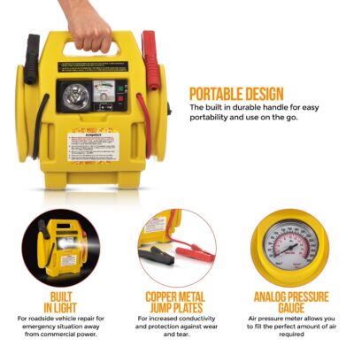 12v Portable Car Jump Starter Air Compressor Battery Start Booster ...