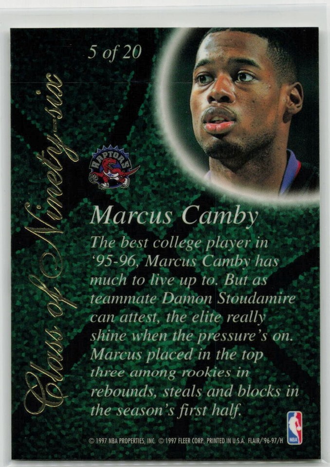 Marcus Camby 1996-97 Flair Class of Ninety-six #5 Rookie Insert Toronto ...