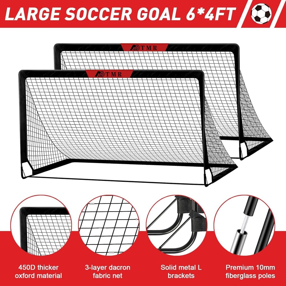 MDTMR Kids Soccer Goals for Backyard Set of 2 6x4 ft Soccer Nets for ...