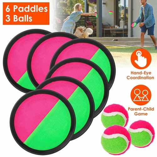 3 Sets Paddle Catch Toss and Catch Ball Game Set Kids Throw Catch Bat ...