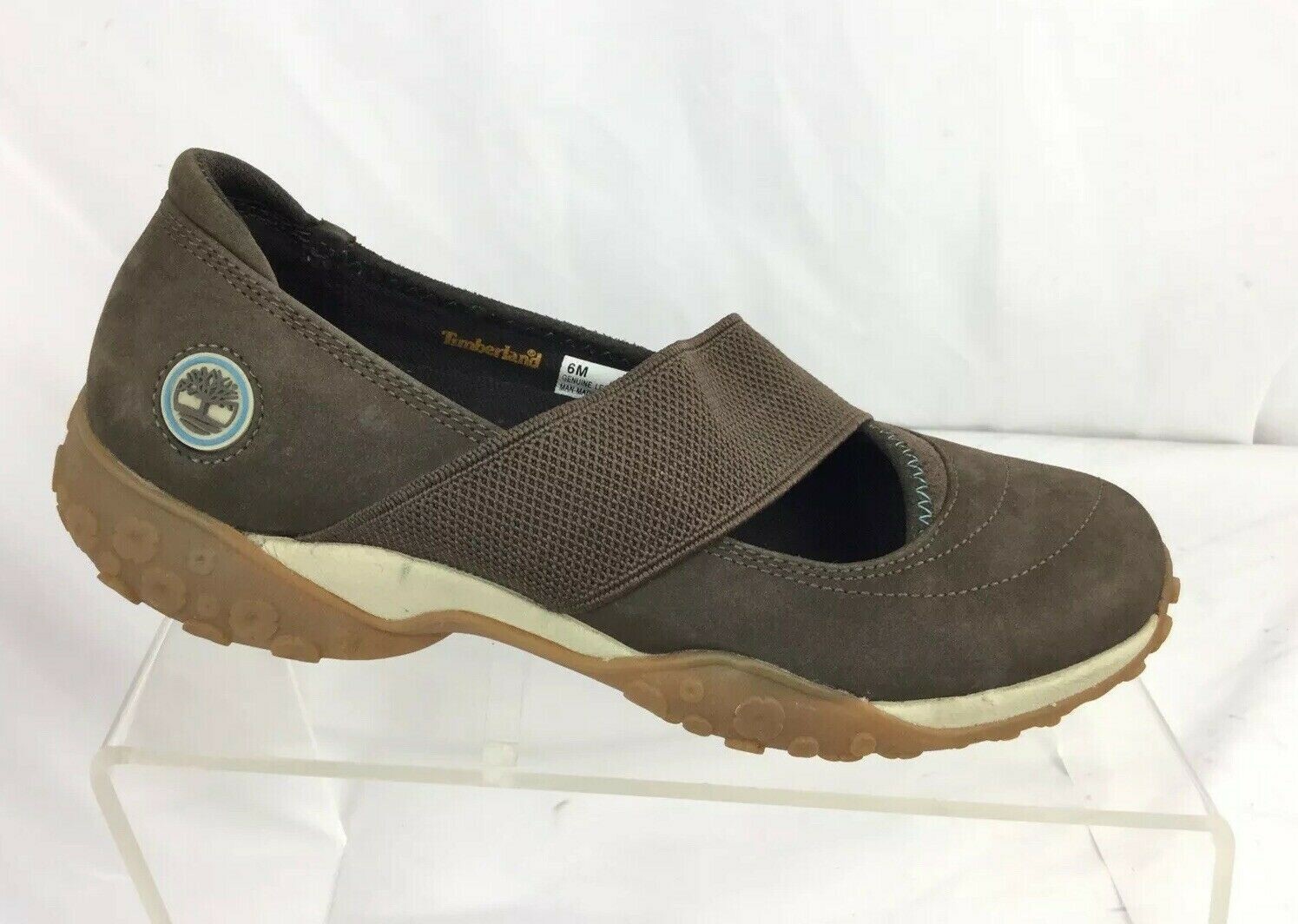 Timberland brown Leather #29646 elastic mary jane slip on flats 6M | eBay