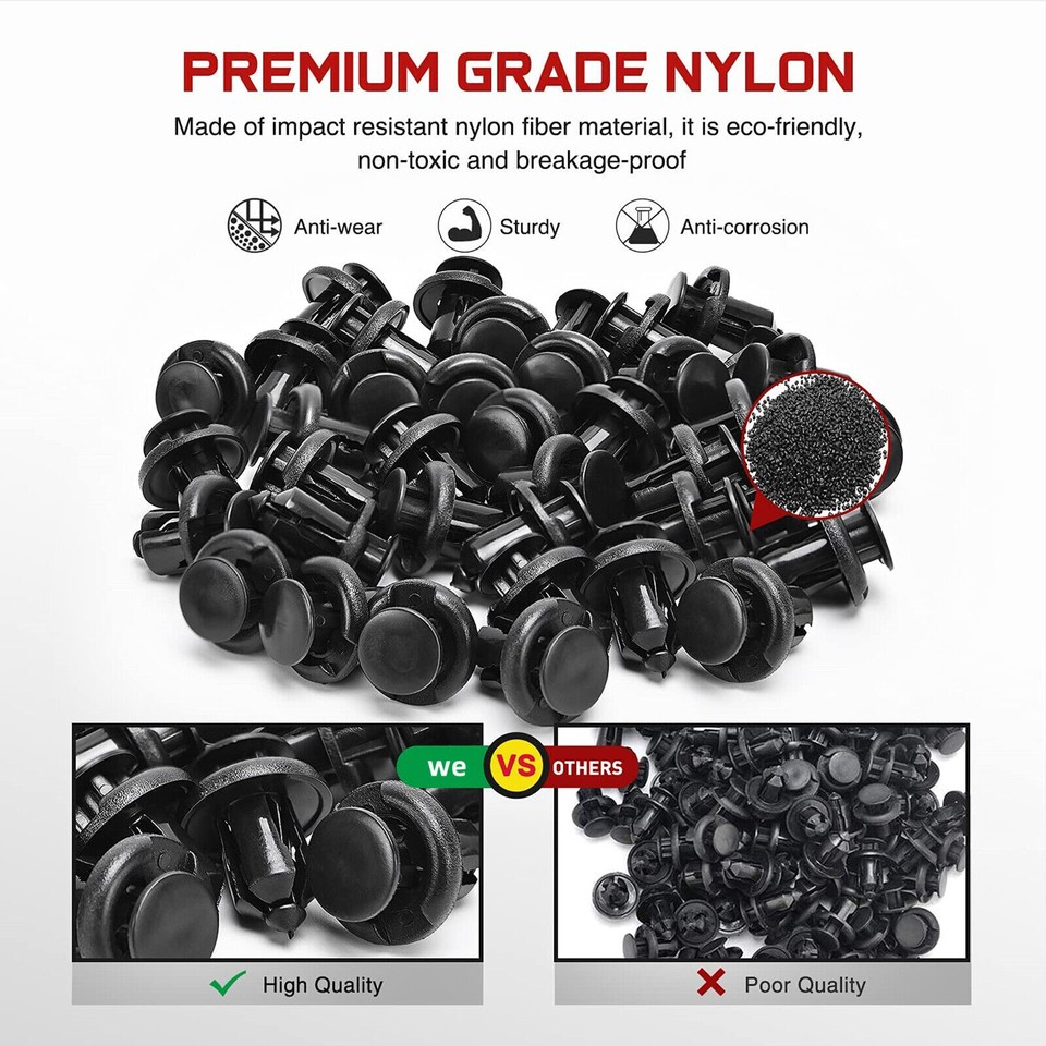 100x Clips Fastener Bumper Fender Retainer for 10mm Honda Element Pilot ...