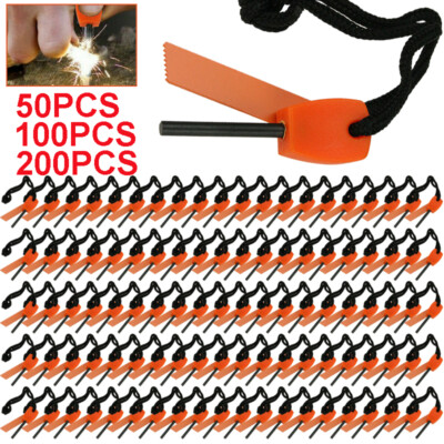 Lot 200 Flint Fire Starter Magnesium Rod Scraper Emergency Survival ...