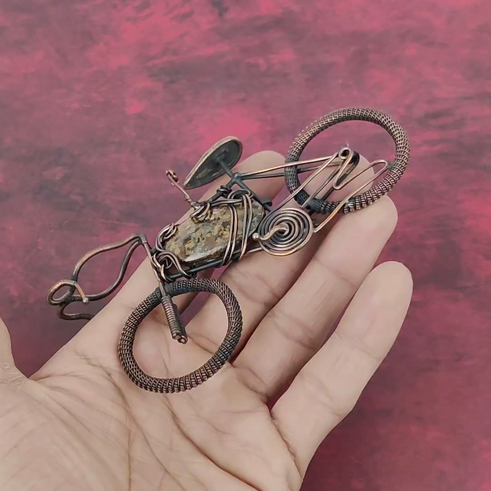 Bronzite Real Gemstone Pendant Copper Wire Wrapped Jewelry Cycle ...