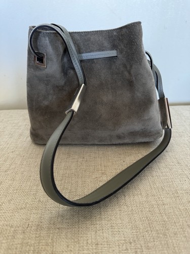 BALLY Sage Green Leather Suede Bucket Drawstring Mini Bag | eBay