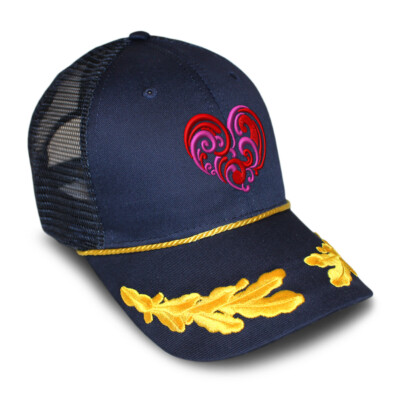 Captain Trucker Hat Love Swirly Heart Valentine Embroidery Valentines ...