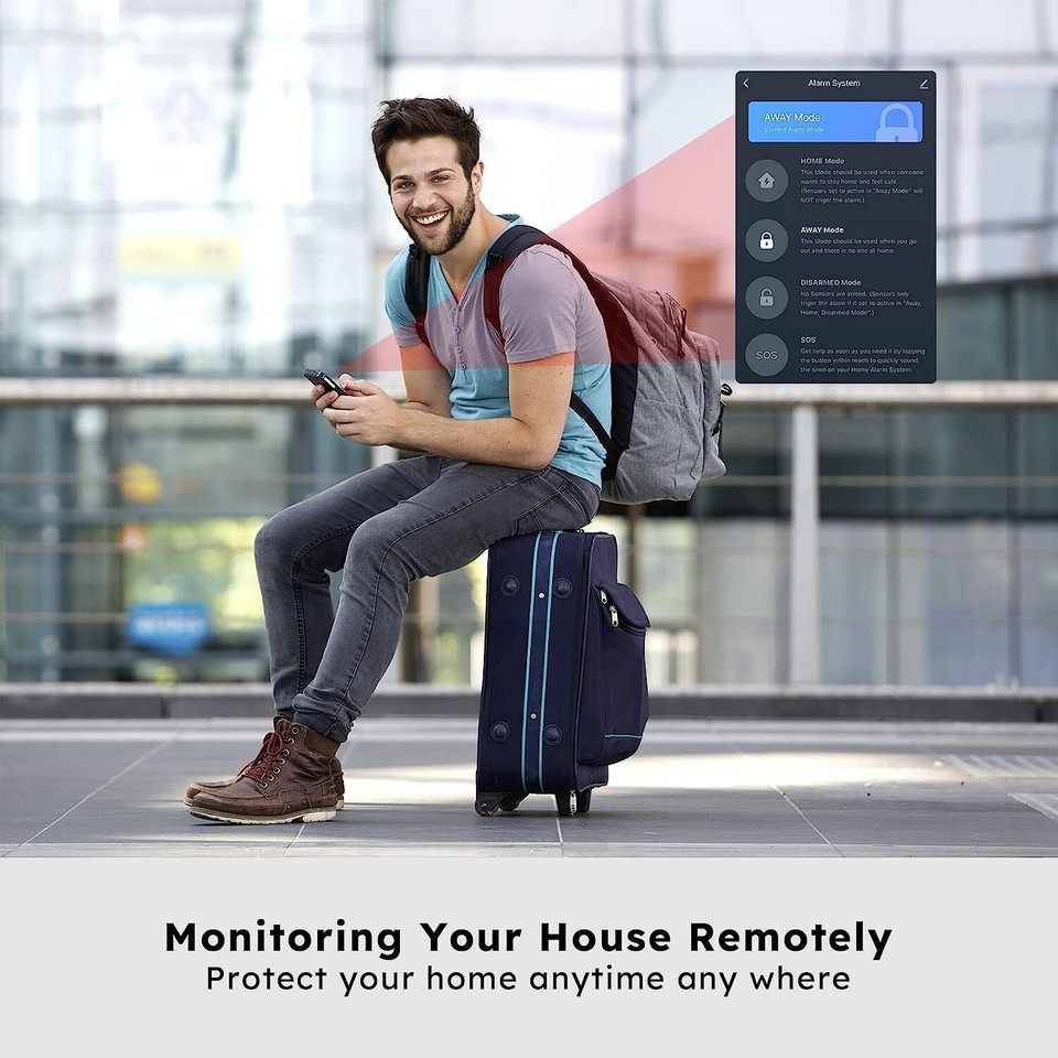 Home Security Systems WiFi Wireless Alarm Door Window Motion Sensor ...