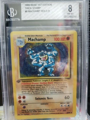 THICK STAMP BGS 8 NM Pokemon: 1999 Base 1st edition #8 Machamp Holo | eBay