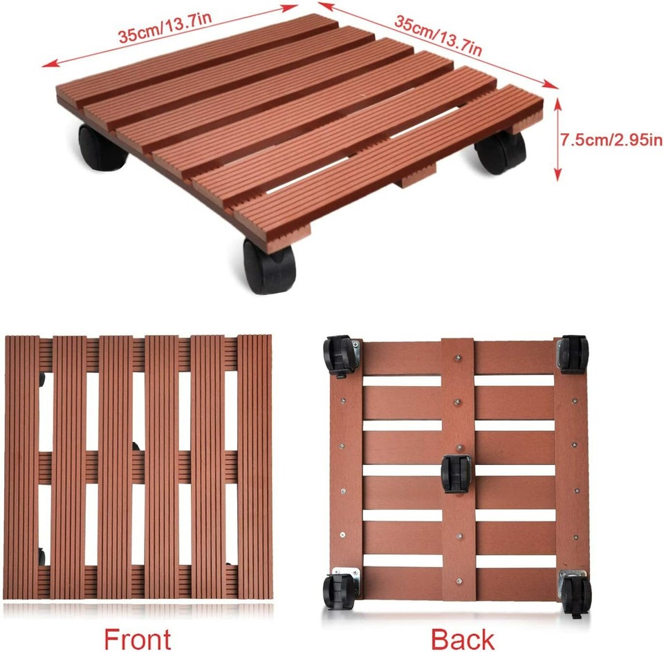 Movable Flower Stand with Wheel Plant Planter Trolley Rolling Home ...