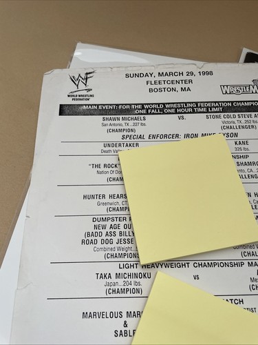 1998 WWF WWE Wrestlemania 14 XIV Boston Arena Program Insert & Poster ...