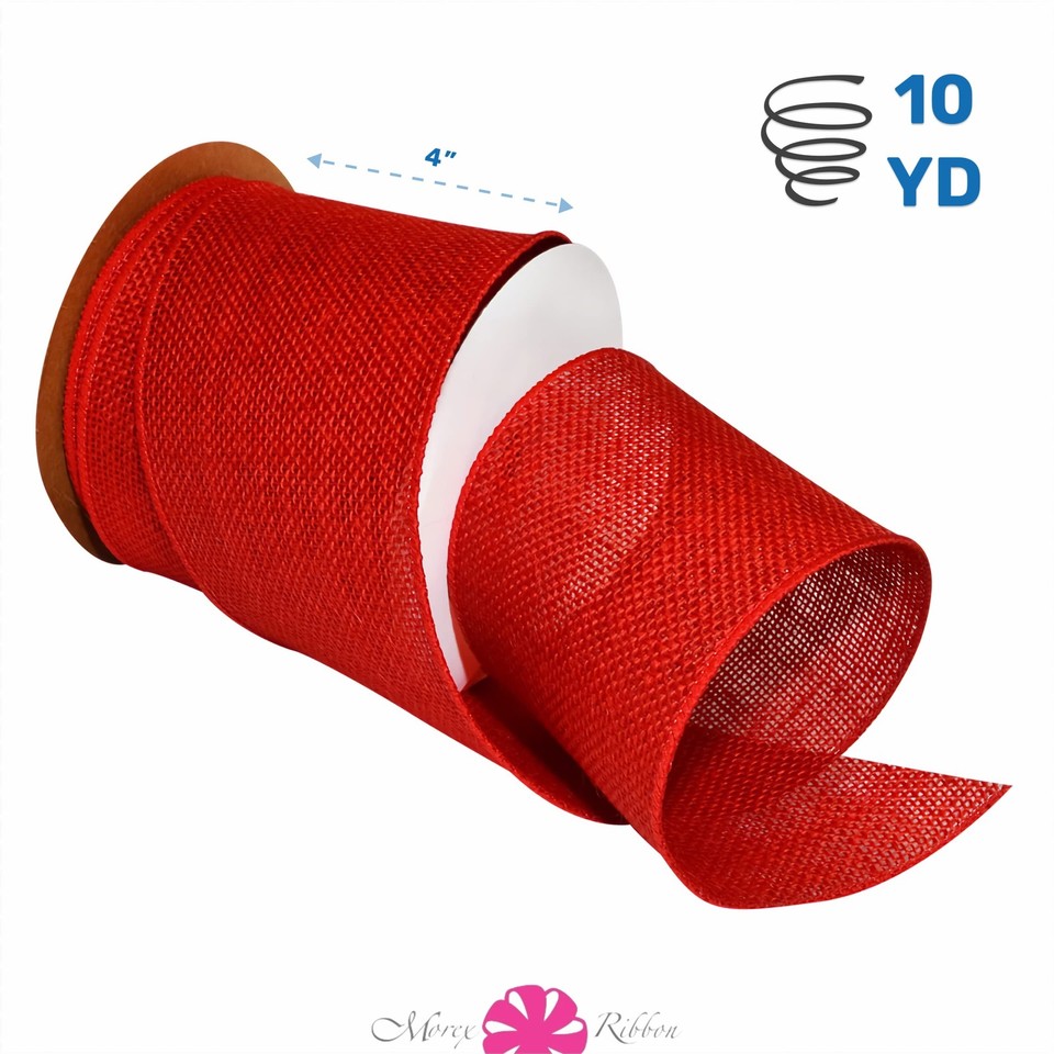 Morex Ribbon 1252.99/10-194 Burlap 4 X 10 YD Jute Wired Ribbon, Rose Red, Art... | eBay