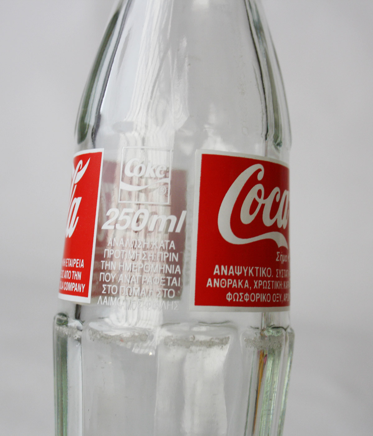 VERY RARE VINTAGE 1996 COCA COLA GLASS BOTTLE 250ml GREECE GREEK GREAT ...