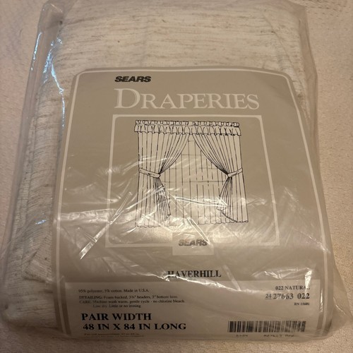 Vtg Pair Sears Pinch Pleat Curtains Drapes Foam Back Beige Nubby Burlap ...