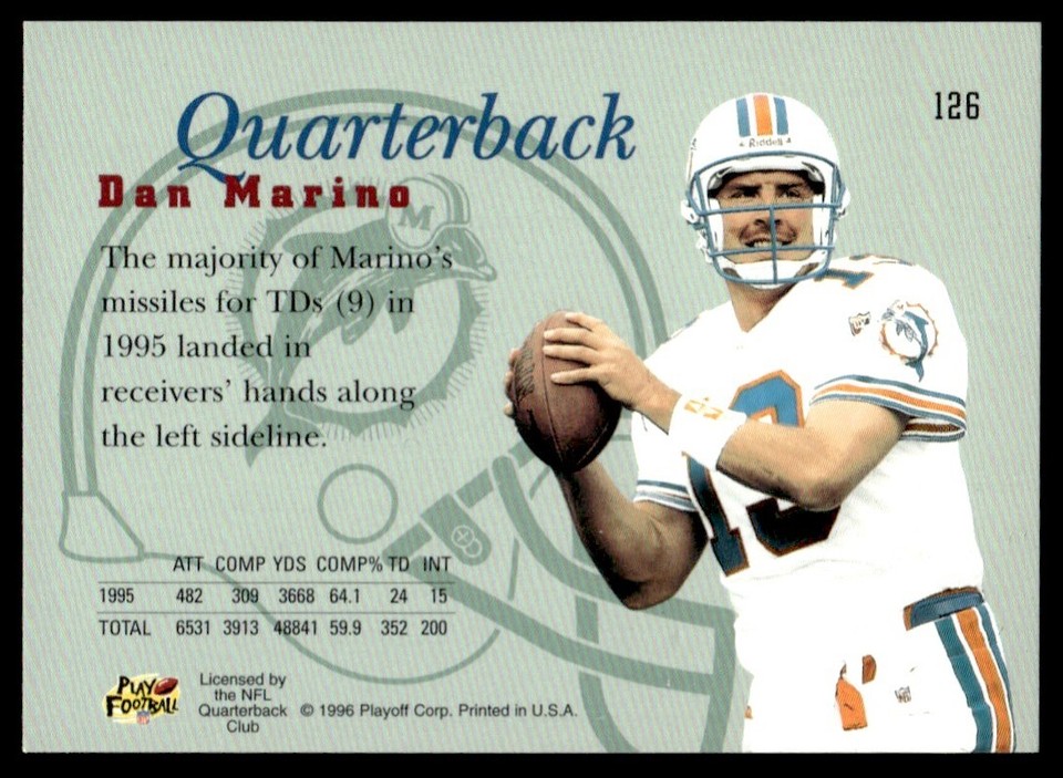 1996 Playoff Prime Dan Marino Miami Dolphins #126 | eBay