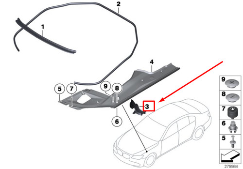 BMW 7 F01, F02 Rear Left Bonnet Seal 7183827 51767183827 | eBay