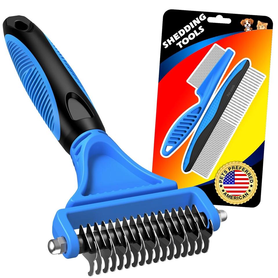 3PCS Pet Grooming Set: Rake, Metal Comb & Double-Sided Dematting Tool ...