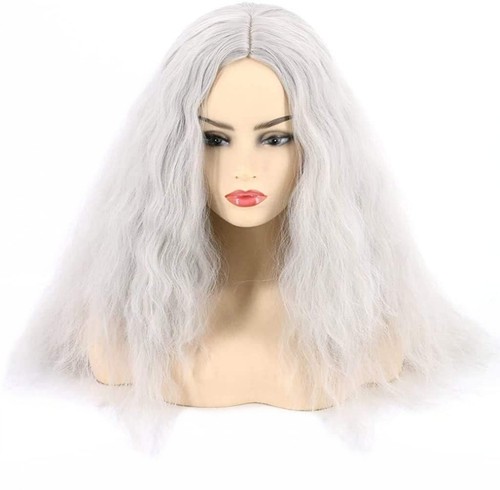 Topcosplay Witch Wig, White Hair, Ghost Wig, Gray, Long, Curly, Shrine ...
