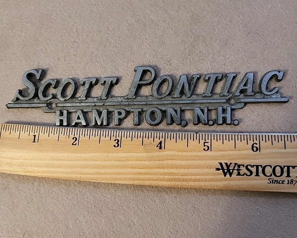 SCOTT PONTIAC ~ Hampton. N.H. ~ Vtg Metal Dealer Emblem Car vintage | eBay