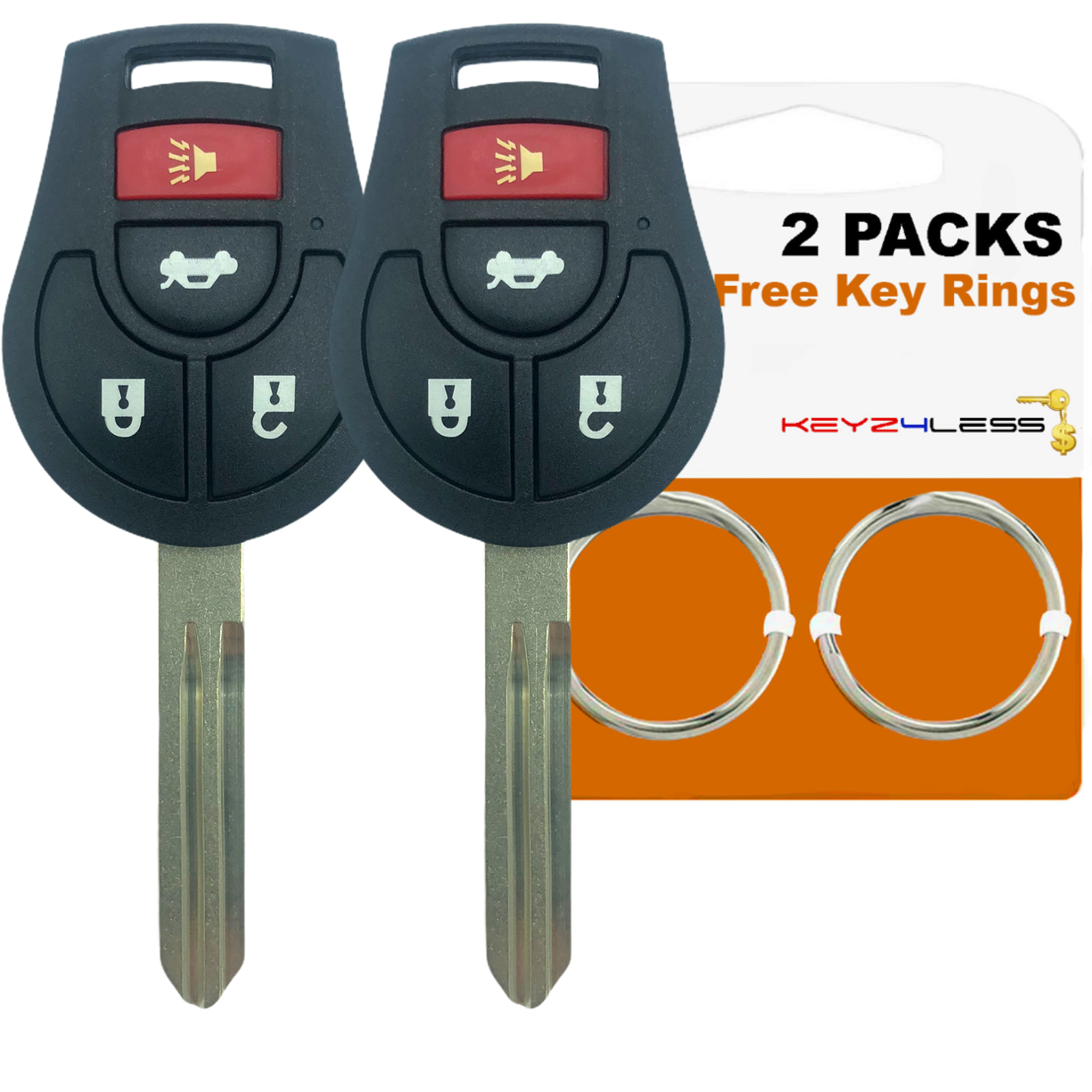 2 New Replacement Keyless Entry Remote Car Uncut Key Fob Control for ...