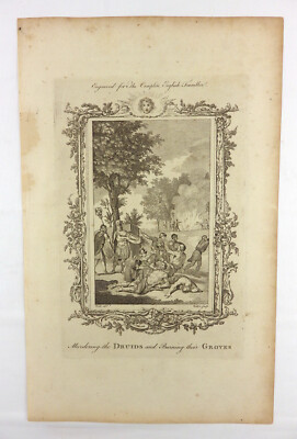 ANTIQUE 1771 ENGRAVING~ROMANS MURDERING DRUIDS~TACITUS~SUETONIUS ...