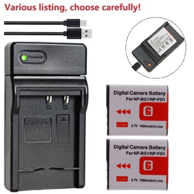 Type G Battery or Charger for Sony NP-BG1 DSC-H20 H9 T100 W Series DSLR ...
