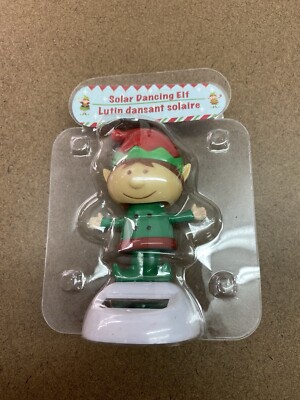 Solar Powered Dancing Christmas Elf Bobblehead Toy Santas Helper New ...