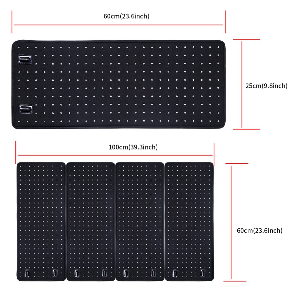 40W Infrared Red Light Therapy Mat For Full Body Pain Relief 968 LEDs 4 ...