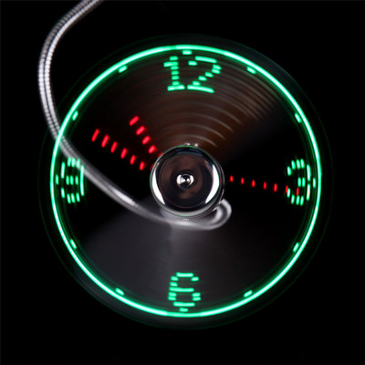 LED Clock Fan Mini USB Powered Cooling Flashing Real Time Display ...