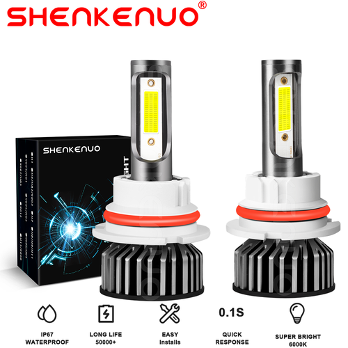 Pair 2-sides 9007 LED Headlight Bulbs Kit 6000K White High Low Beam ...