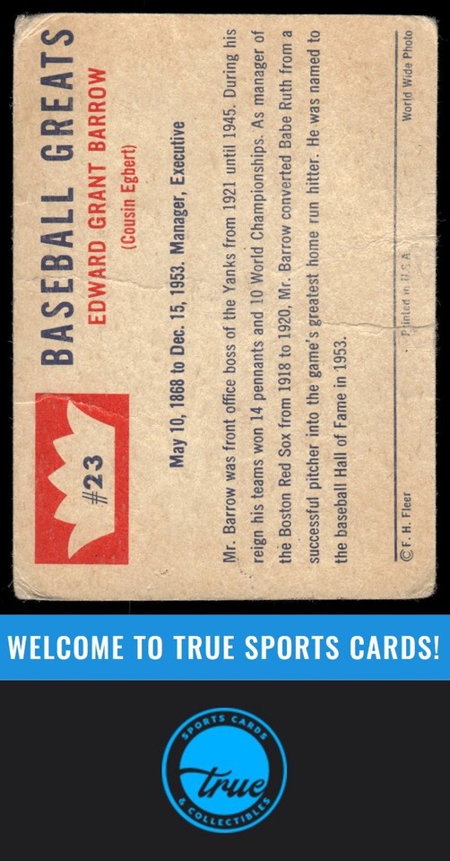1960 Fleer Baseball Greats #23 Ed Barrow | eBay