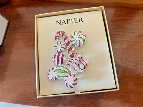Napier Peppermint Candy Silver Tone Holiday Pin Brooch NIB | eBay