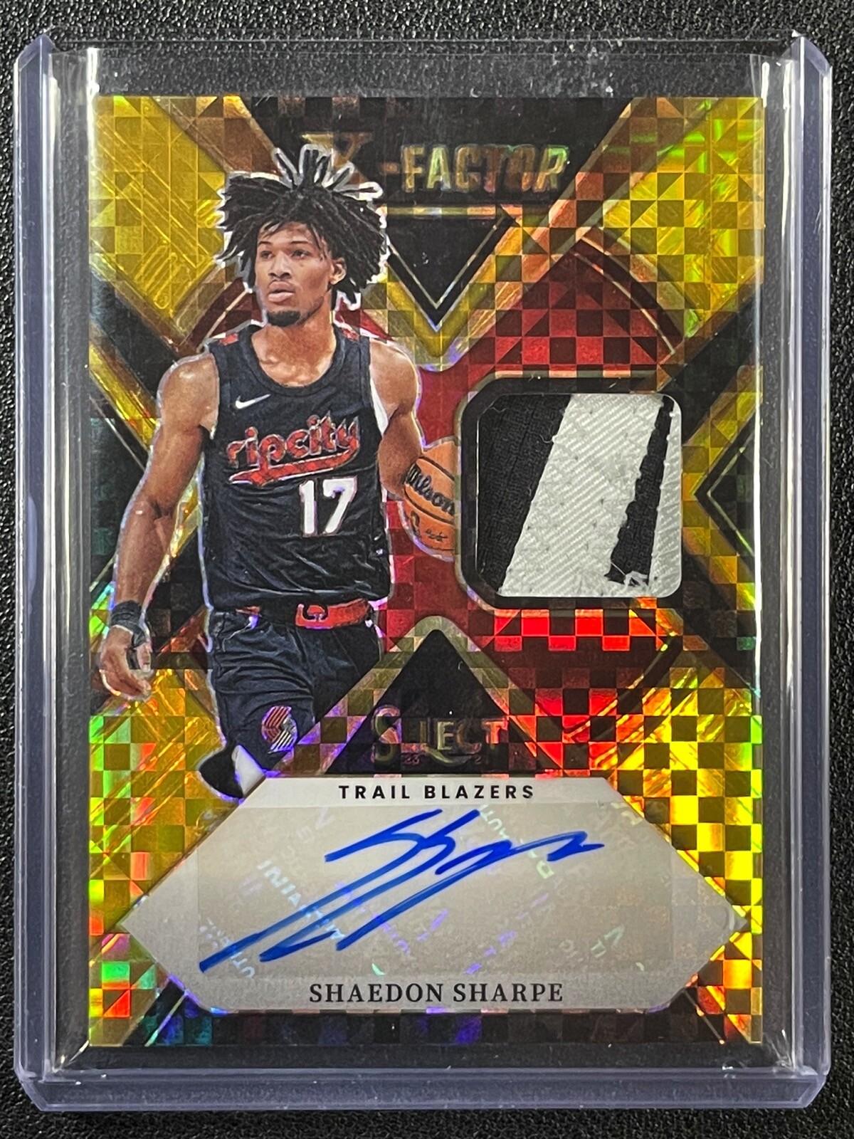 SHAEDON SHARPE 2023-24 SELECT X-FACTOR GOLD PRIZM GAME-USED PATCH AUTO ...