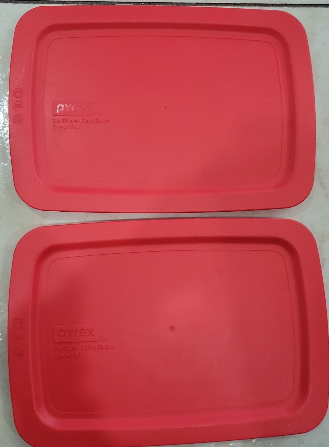 [2]Pyrex 232-PC 11" x 7" Red Rectangular Lid REPLAC Cover for 2Qt for ...