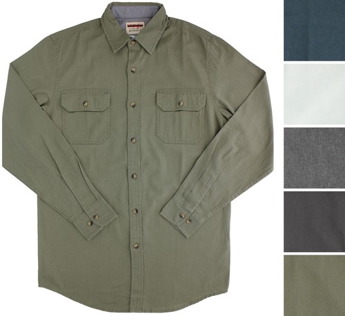Wrangler Authentics Men's Shirt, Long-Sleeve Button Front Work Shirt ...